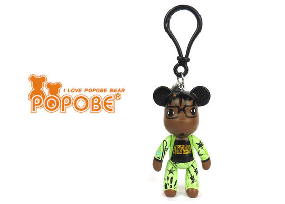 Cute 3 Inch PVC POPOBE Bear Keychain For Promotion / Birthday Gift
