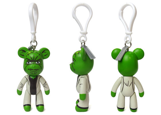 Child Gift Bear Key Chain Green Vinyl PVC Weird Mini Bravely Sodier