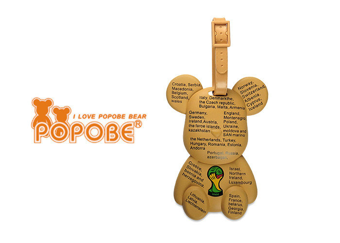 World Cup Souvenir Customized Gift Luggage Tags , Unique 5 Inches Bear Bag Tag