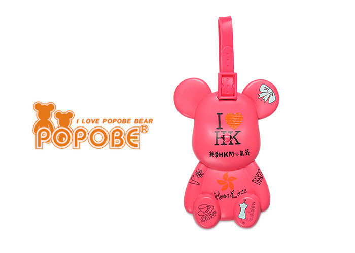 PVC POPOBE Bear Promotion Gift Luggage Tags , PVC 3D Travel Luggage Tags