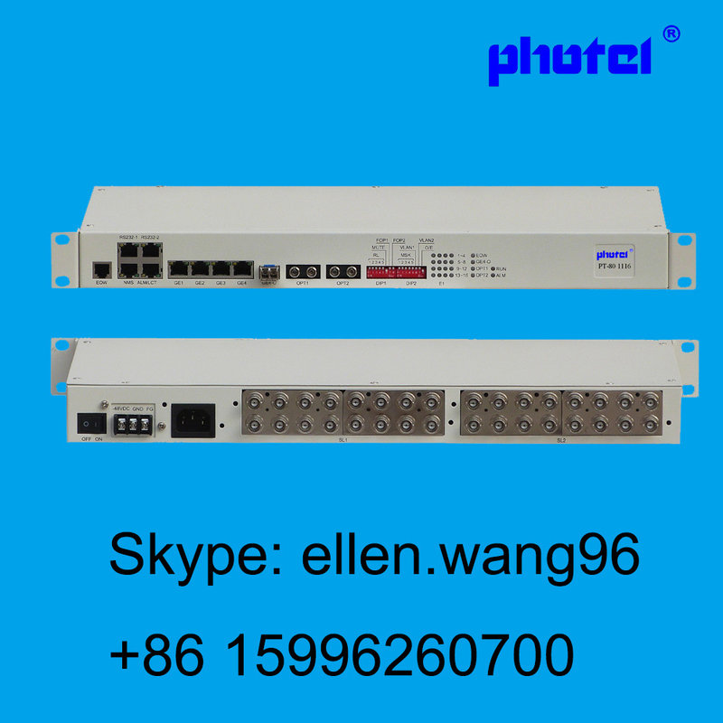 8E1/16E1 4*10/100/1000M Ethernet  PDH MUX with 1+1 optic fiber protection