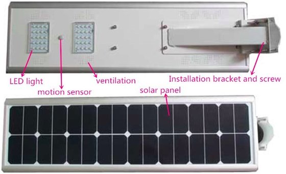 Cable Free LED Solar Powered Street Lamps Fixtures  Aluminum Alloy Seal Designed