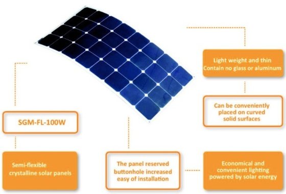 Workable Flexible Solar Panels 185W , Marine Solar Cell Excellent Anti Aging EVA