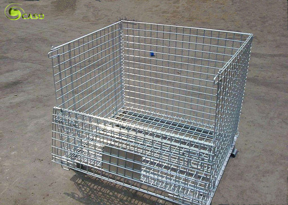 Galvanized Steel Transport Collapsible Cage Storage Shelves Wire Mesh Crate supplier
