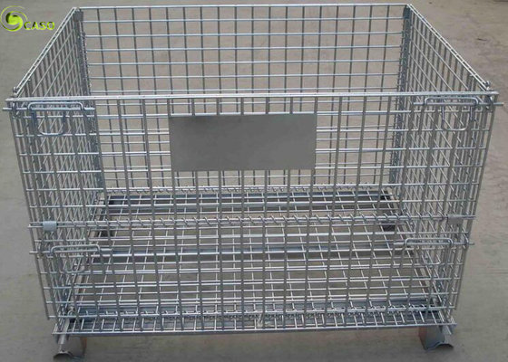 Metal Fold Galvanized Storage Turnover Cage Warehouse Racking Wire Mesh Shelves supplier