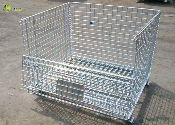Metal Fold Galvanized Storage Turnover Cage Warehouse Racking Wire Mesh Shelves supplier