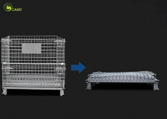 Logistics Turnover Box Collapsible Storage Shelves Wire Mesh Metal Pallet Cage supplier