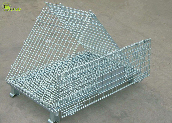Logistics Turnover Box Collapsible Storage Shelves Wire Mesh Metal Pallet Cage supplier
