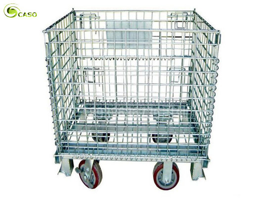 Fold Warehouse Logistics Storage Shelf Cage Galvanized Turnover Box With Wheel supplier