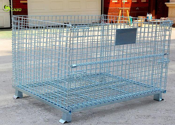 Galvanized Wire Pallet Warehouse Stacking Turnover Box , Industry Storage Shelf supplier