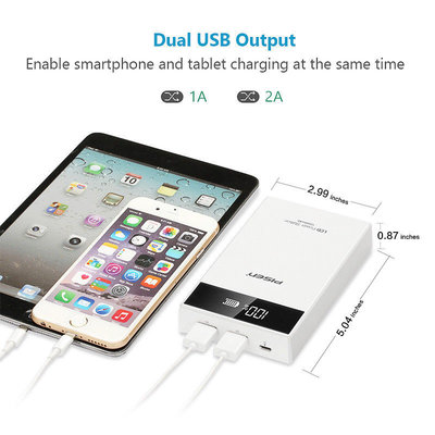 PISEN CB CE FCC Dual USB External Battery LCD Universal Mobile Power Bank 10000mAh Portable Charger