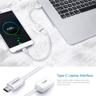 PISEN 0.15m Double Sides Workable Fast Transmission USB 3.0 Type C OTG Cable for Mouse Keyboard Game Handle Flash Drive