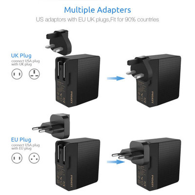 PISEN NEW 2017 FCC Certification Mobile Phone Universal Portable 5V 1A 2.4A EU UK US 4 Port USB Wall Charger