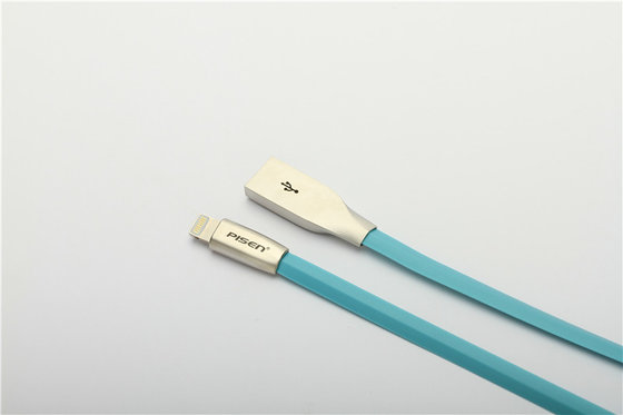 PISEN 1m 3.28ft Durable Multicolor Double Sides Workable Fast Charging Flat Zinc Alloy Cable for iPhone iPad