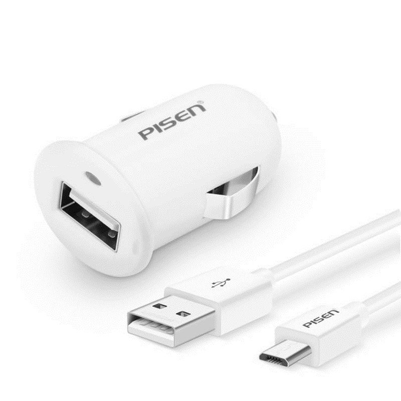 PISEN 5V 1A Mobile Phone Universal Mini Wireless USB Car Charger With 0.8m Micro USB Cable