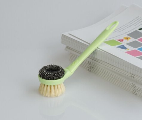 Green Stainless Sweeping Brushes Non - scratch Coir Fiber Scrubbers