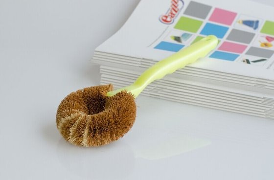 7.2 inch Plastic Brush Natural Coir Fiber Scrub Sponges Small Cleaning Brushes