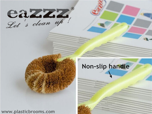 7.2 inch Plastic Brush Natural Coir Fiber Scrub Sponges Small Cleaning Brushes