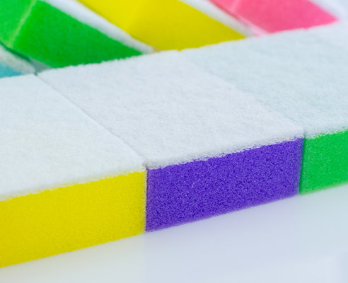 Gentle Plastic Brush Scrubber Kitchen Cleaning  Sponge Pad 5 - Pack Assorted Colors