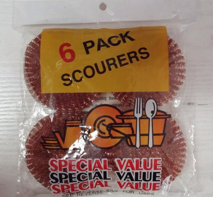 100% Copper Mesh Scrubbers Dish Scrubber 4 Count 9 x 9 cm Brown