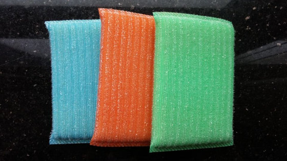 Blue / Green / Orange Scrubbing Sponges By Sponge Fabric / Steel Wire