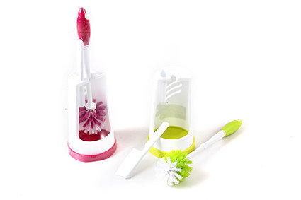 Custom Stiff Fiber Deluxe Plastic  toilet cleaning brush with base set