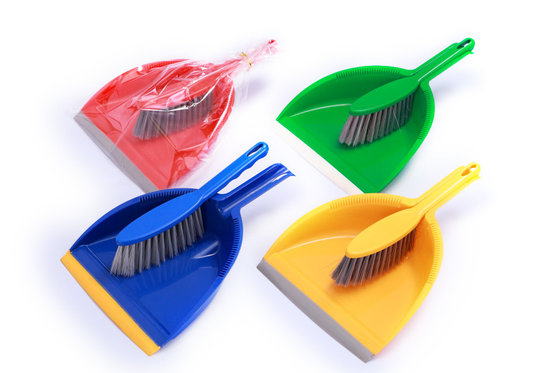 Soft Fiber Long Handled Dustpan with Brush , Household Cleaning Tools