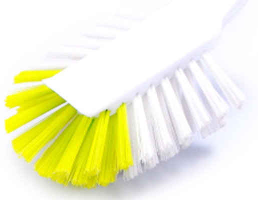 Kitchen Green Plastic Brush , White Fiber with Plastic Handle