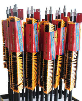 Industrial metal handle Broom 18 Holes PDQ Display In Supermarket