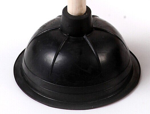 Durable Rubber Toilet Plunger with 53cm Wooden Handle Round Hook