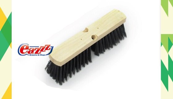 Flare Tip Fiber 30cm Wooden Push Broom Soft Bristle For indoor / outdoor