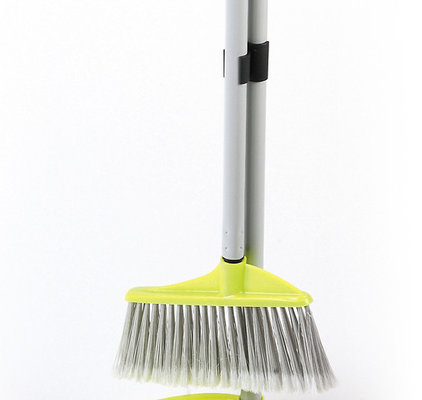 Plastic TT Long Handled Dustpan and Brush with TPR finishing pan edge