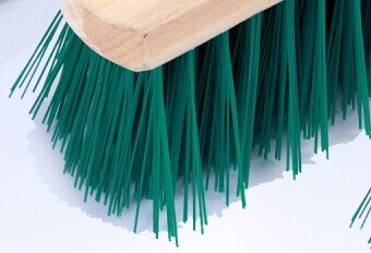 PP Screw Garden Sweeping Brooms with Stiff Fiber  Wood Block with 4ft  Wood Handle