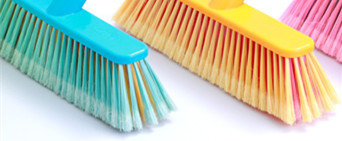 Household Colorful Plastic Brooms with PVC Coated Wooden Handle