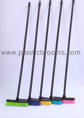 Four Ft  Wooden Handle Plastic Scrub Brush Plastic Broom Stiff Brush