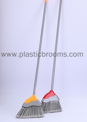 Two Tone Angle PVC Coated Plastic Brooms ,  Wooden  Handle Cleaning Brushes