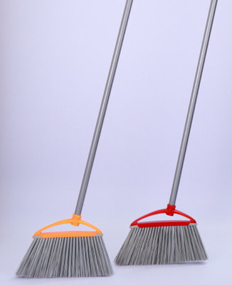 Deluxe Angle Plastic Brooms PVC Coated Wodden Handle Famliy Clean Tool