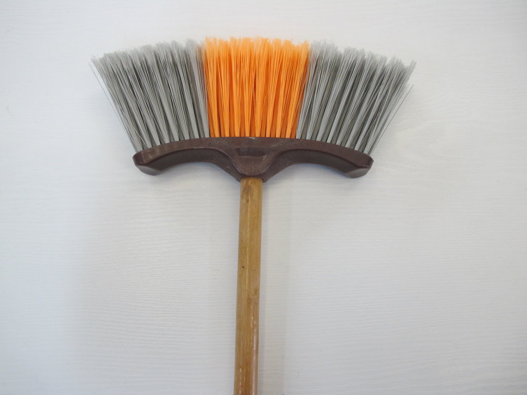 Durable Plastic Brooms Curved End Scrub Brush PVC Sweeping Brooms stiff bristle