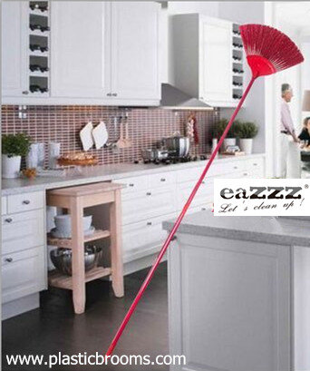 Telescopic Handle Roof Cleaning Brush Plastic Brooms Fan Shape with Long Bristles