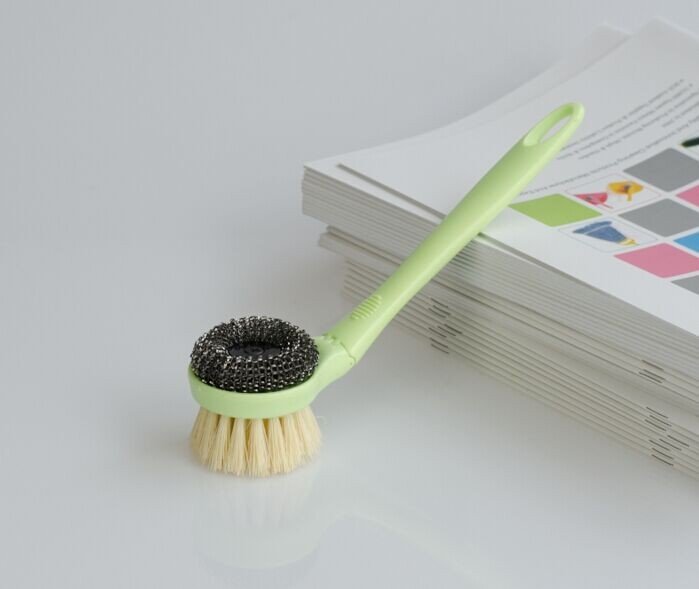 Green Stainless Sweeping Brushes Non - scratch Coir Fiber Scrubbers