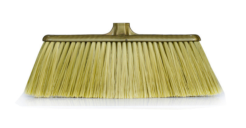 Lobby Plastic Brooms Soft Fiber With Match Wooden Handle Golden Shinny