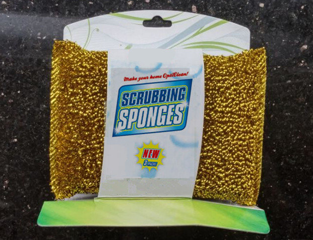 Gold / Silver Cleaning Plastic Brush , Pads Mesh Scrub Sponge Pad Anti - Bacterial