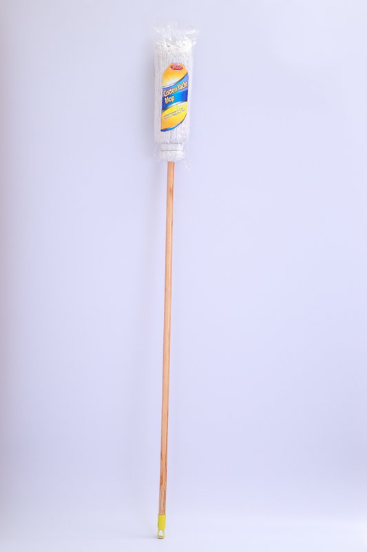 Cut End Cotton Yacht Mop , easy clean mop with Varnished Natural Wood Handle