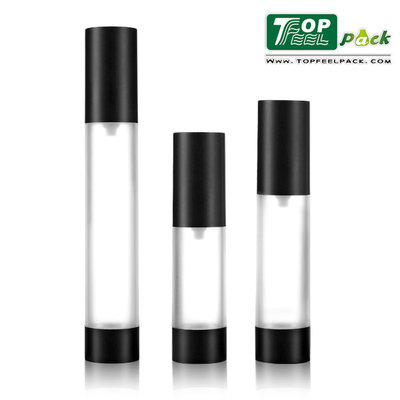 15ml 20ml 30ml Round Airless Travel Bottles AS Plastic With Black Shoulder And Base