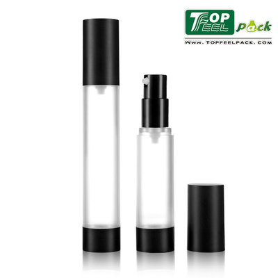 15ml 20ml 30ml Round Airless Travel Bottles AS Plastic With Black Shoulder And Base