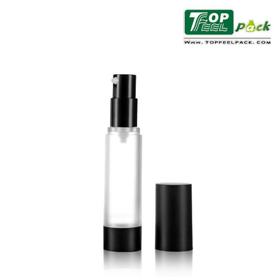 15ml 20ml 30ml Round Airless Travel Bottles AS Plastic With Black Shoulder And Base