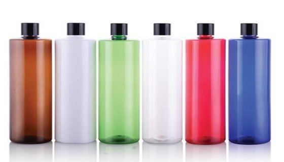 500ml Clear Plastic Shampoo Bottles Flat Shoulder Cylinder PET With Screw Cap
