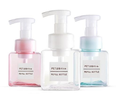 正方形PETGのプラスチック詰め替え式のシャンプーのびんは個人的なロゴをカスタマイズしました