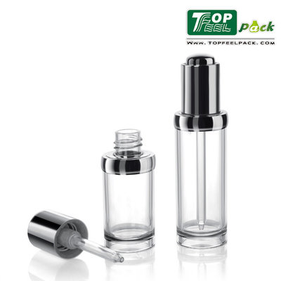 20ml 30mlの小さい携帯用化粧品の点滴器はガラスのような吹き付け塗装のシャープをびん詰めにします