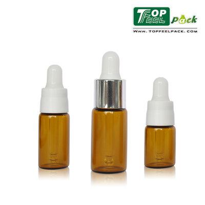 3ml 5ml 10mlブラウンのこはく色のガラス点滴器は精油のための小型をびん詰めにします